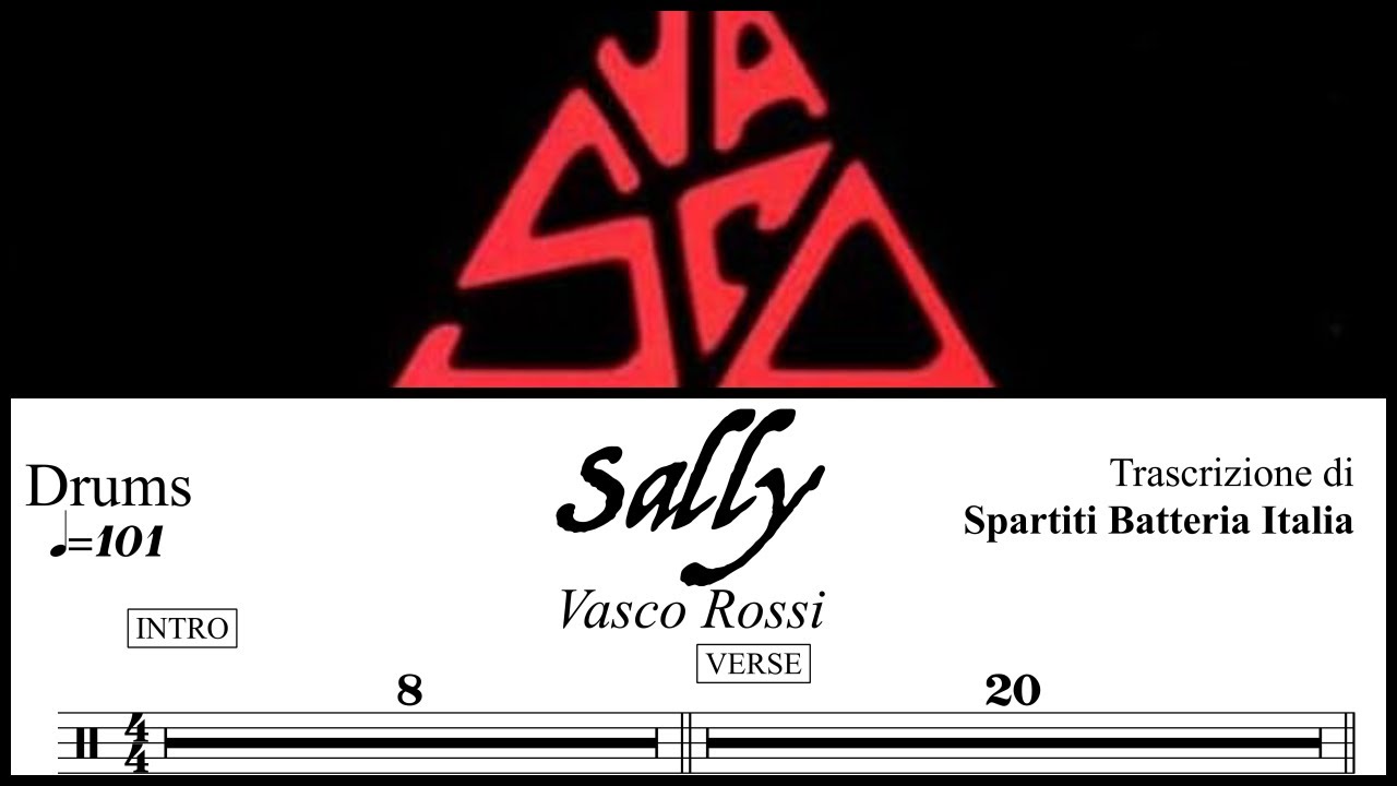Sally - Vasco Rossi drumless + spartito PDF - YouTube