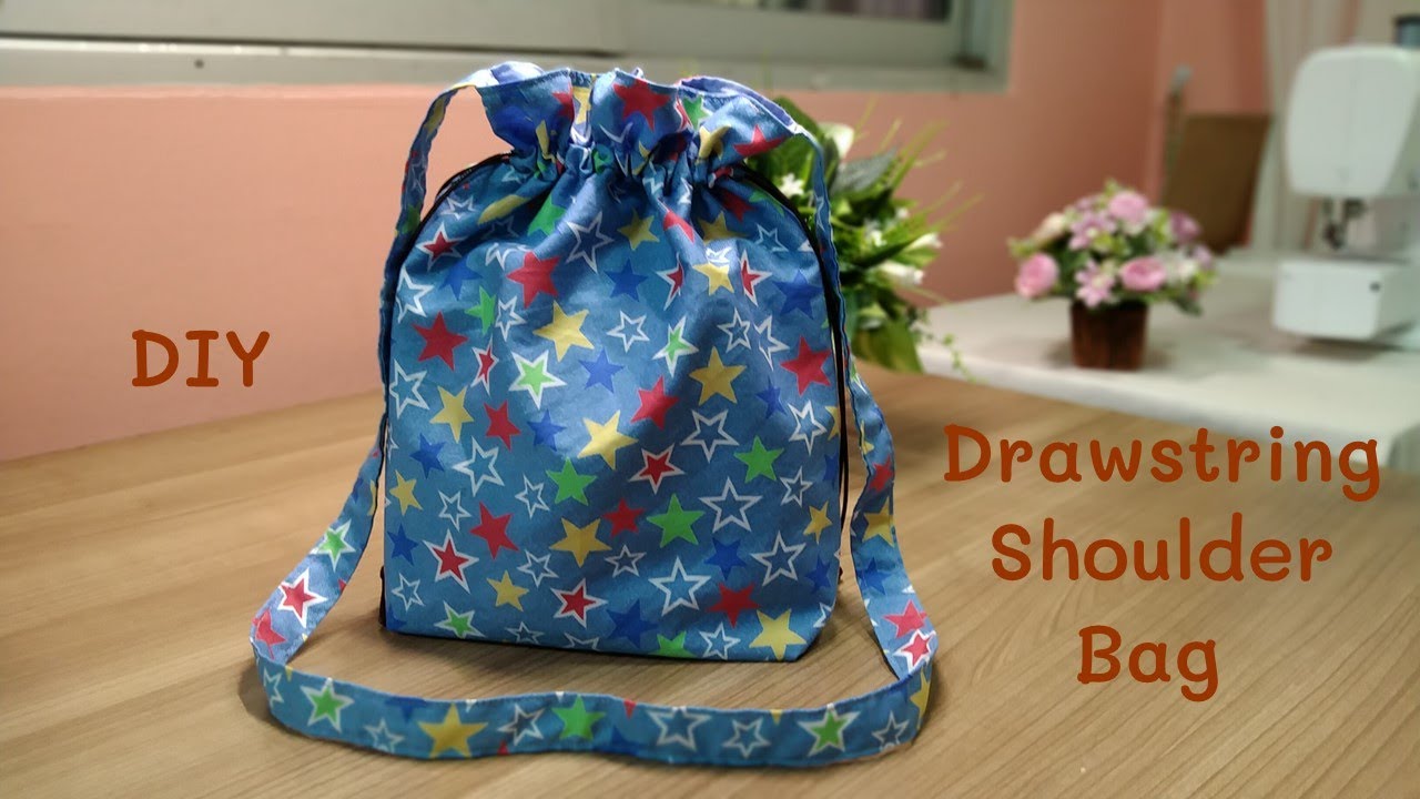 How to make Drawstring Shoulder Bag Sewing Tutorial Diy Drawnstring Bag Tote Bag. - YouTube