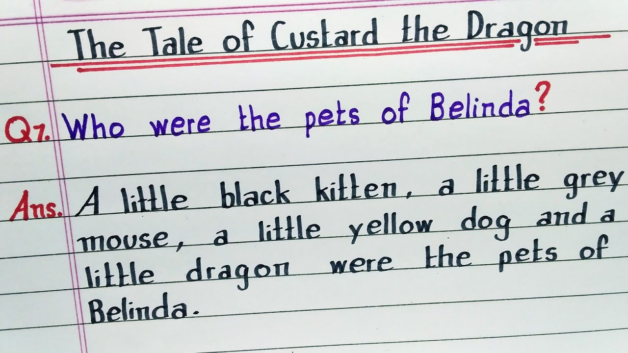 Who were the pets of Belinda | The Tale of Custard the Dragon ...