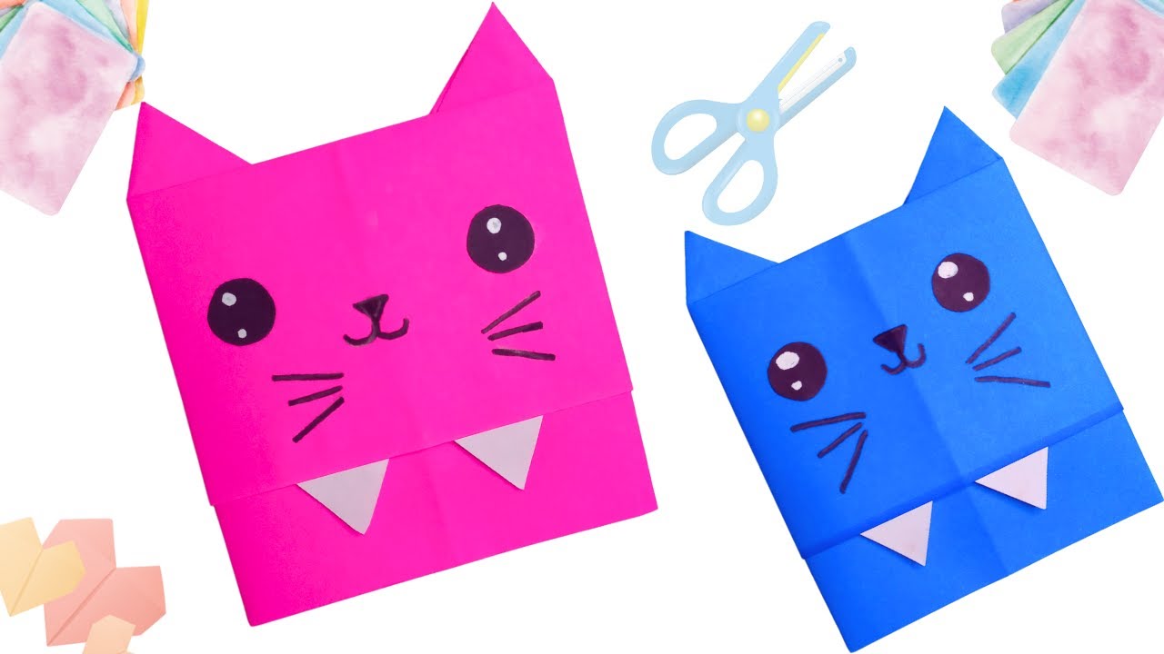 Paper cat craft | Origami CAT face | Nursery Craft Ideas | - YouTube