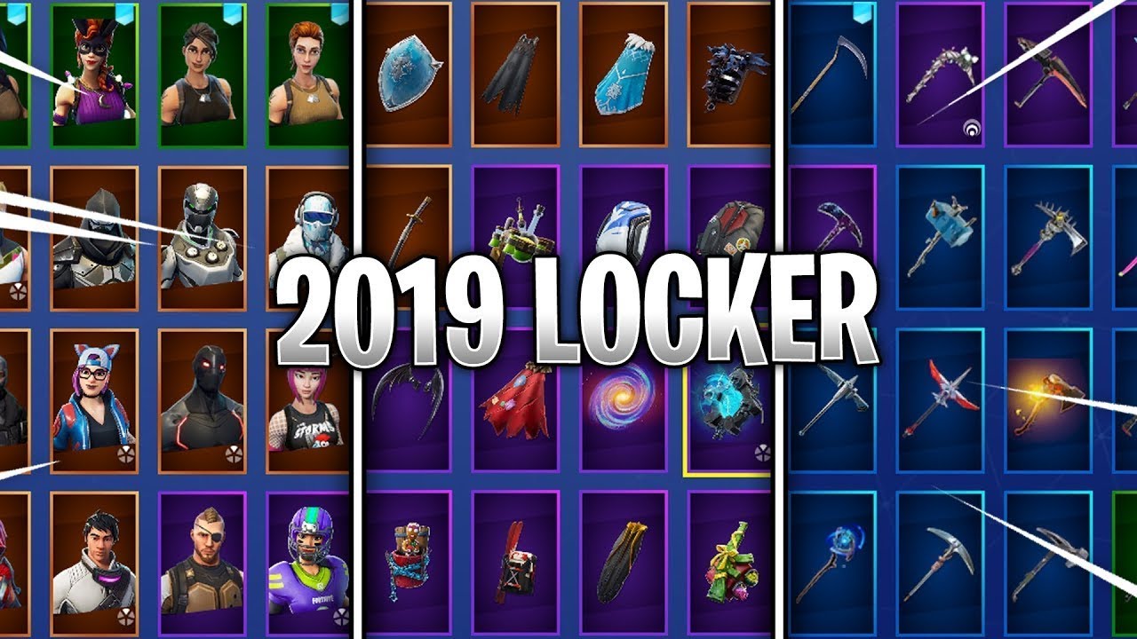 MY 2019 FORTNITE LOCKER SHOWCASE! (100 PLUS SKINS) - YouTube