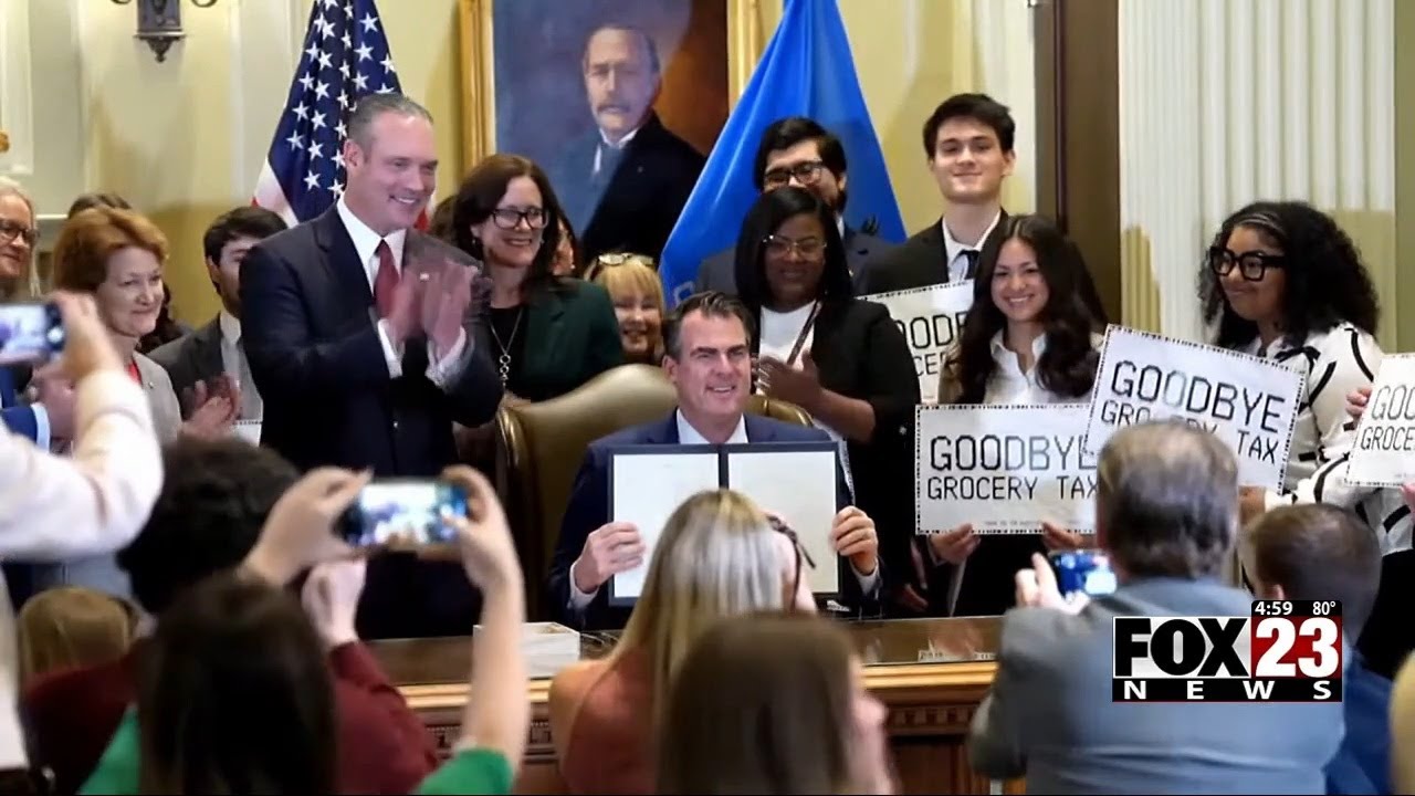 Video: Governor Stitt signs state grocery tax elimination bill - YouTube