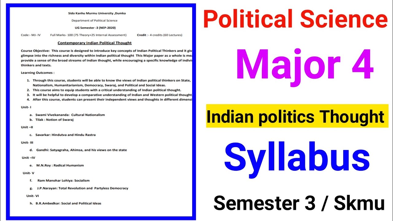 Political Science Major 4 syllabus Semester 3 skmu - YouTube