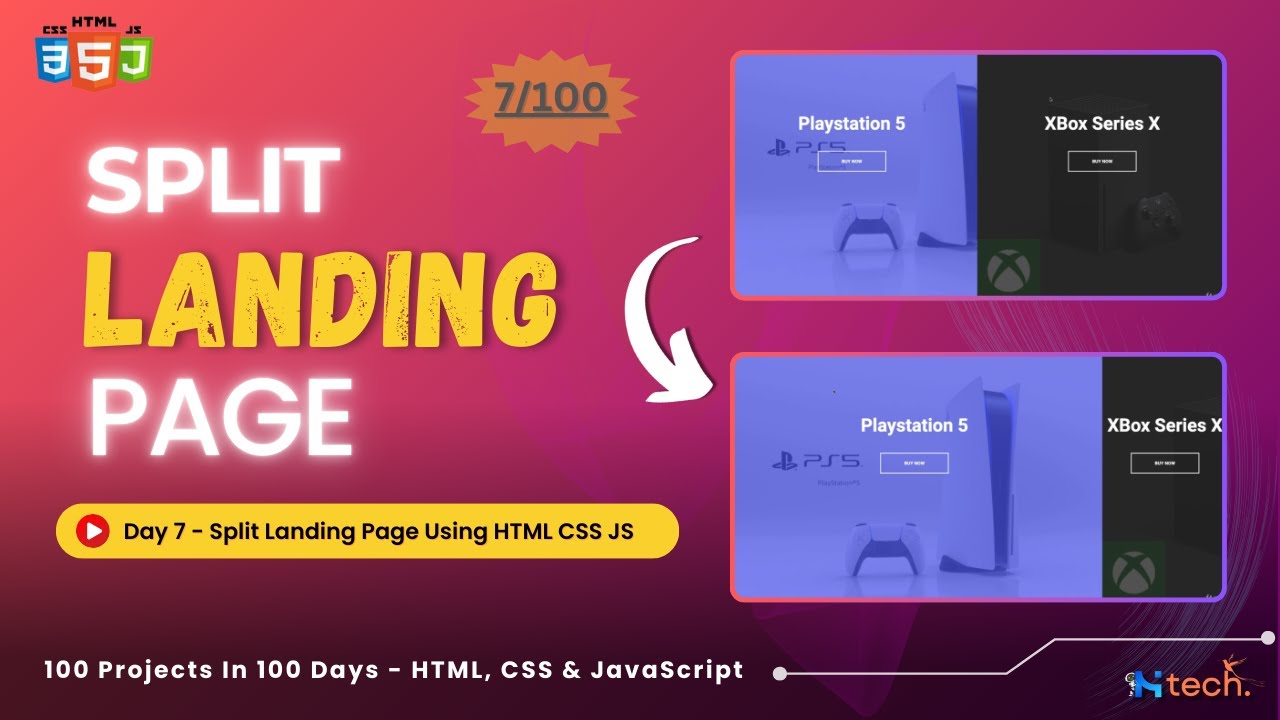 Create A Split Landing Page With Html Css And Javascript Day 7 Of 100 Day Challenge Youtube 9019