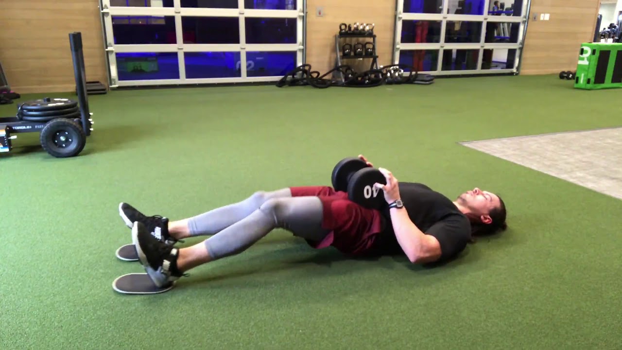 Hamstring Curl: Sliders w/ Dumbbell - YouTube