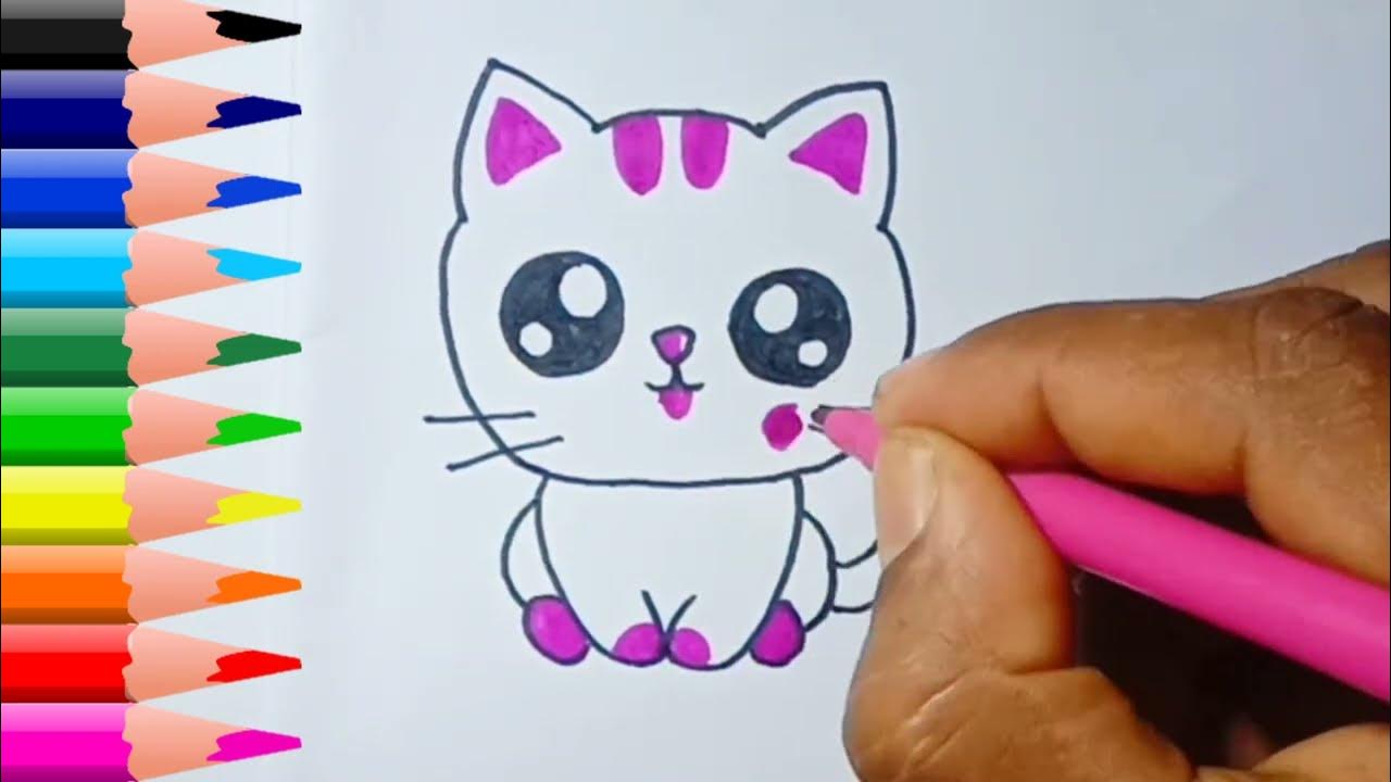 How to drawing cat easy step by step / Cute drawings / Cat drawing ...
