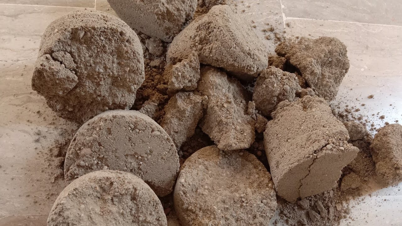 gritty sand cement water crumbling satisfying video #relaxing - YouTube