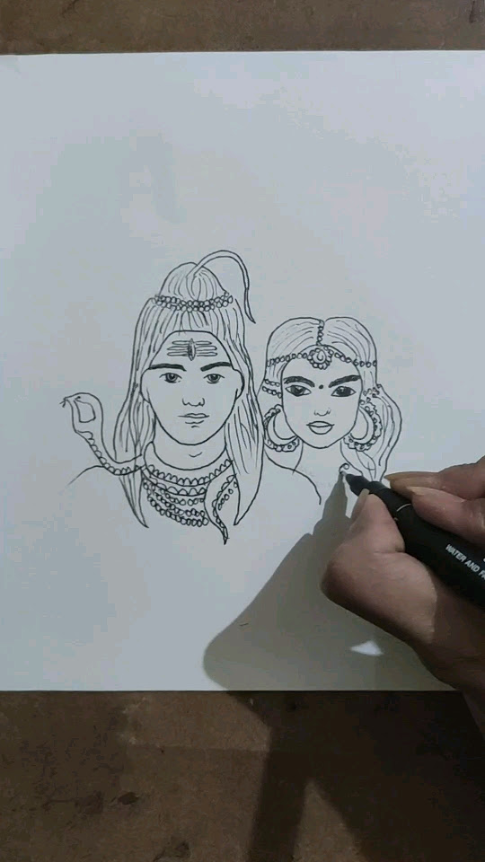 Shiv Parvati Drawing | How to Draw Shiv Parvati | #shorts # ...