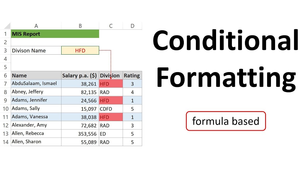 Formula Based Conditional Formatting Mis Reporting Tricks Youtube