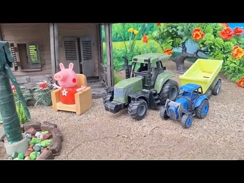 Mini farm made by hand Peppa Pig wants to ride a tractor very beautiful ...