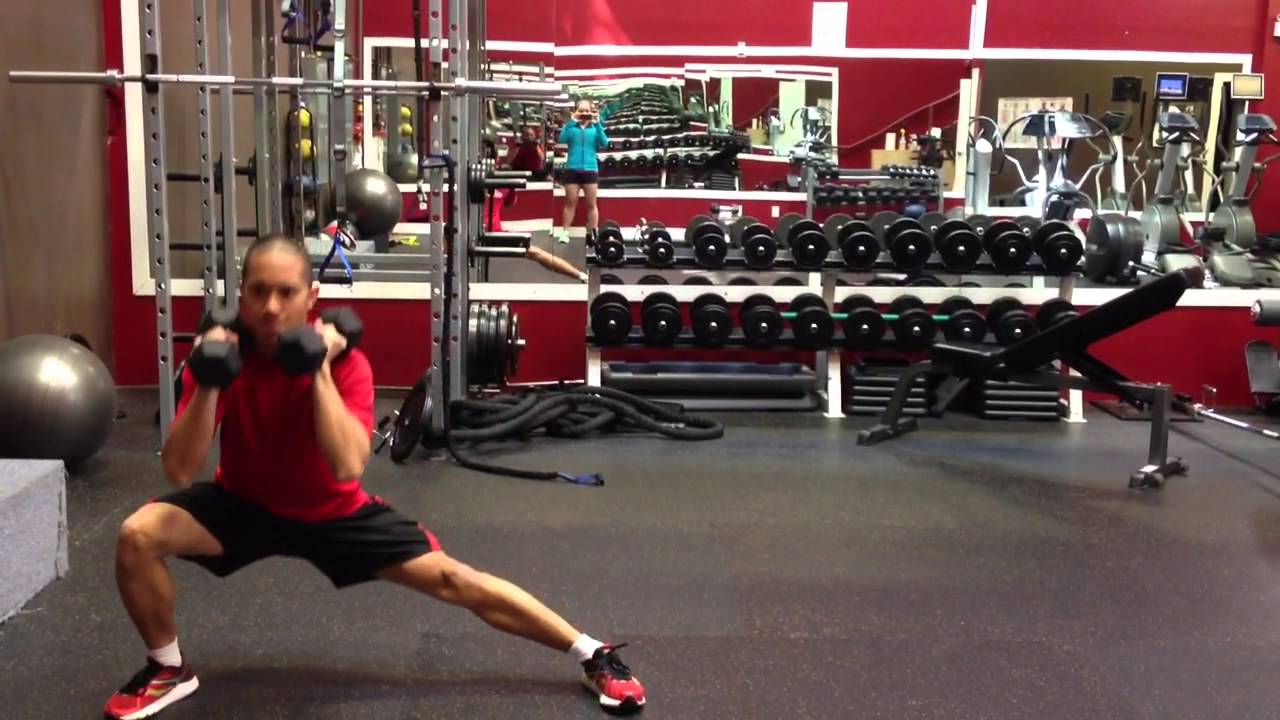 Alternating Side Lunges (DB front rack position) - YouTube