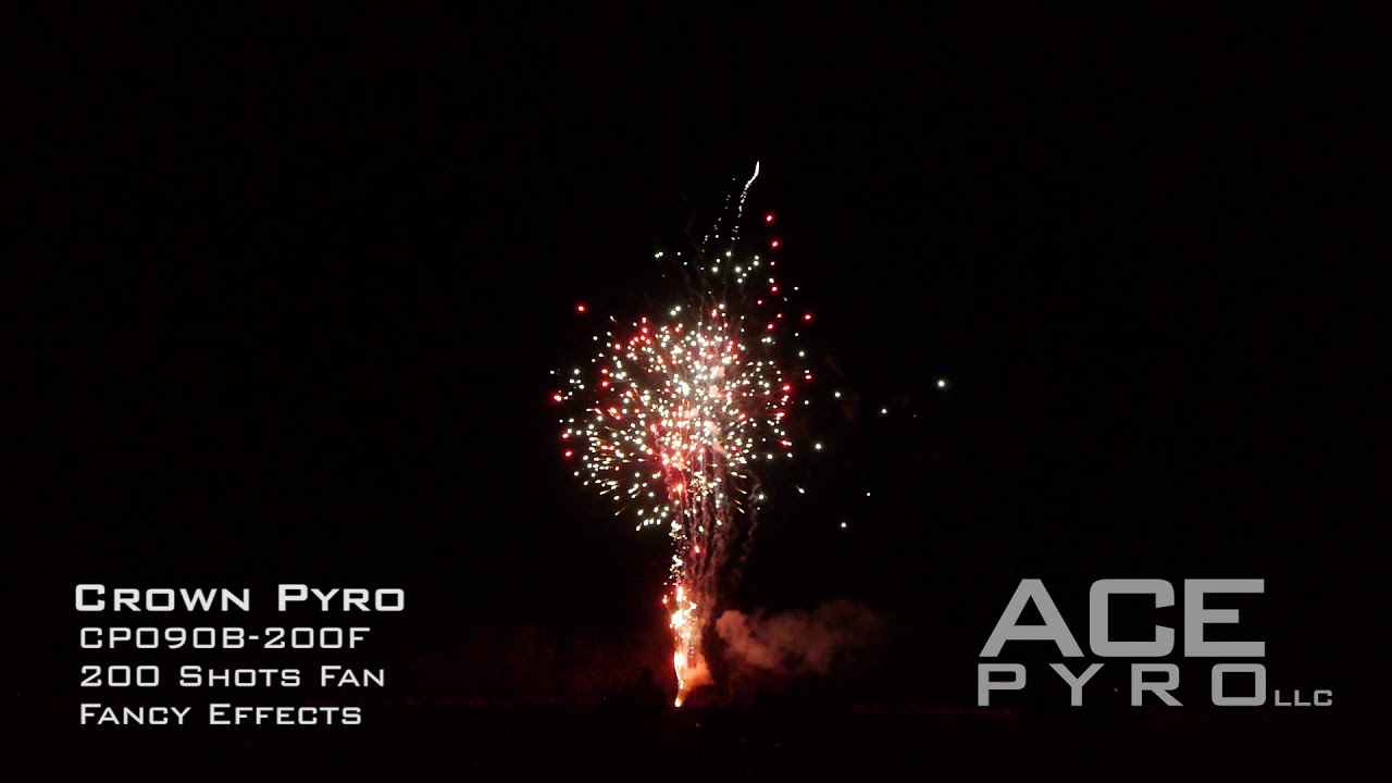 CP090B-200F Crown Pyro 200 Shots Fan Fancy Effects - YouTube