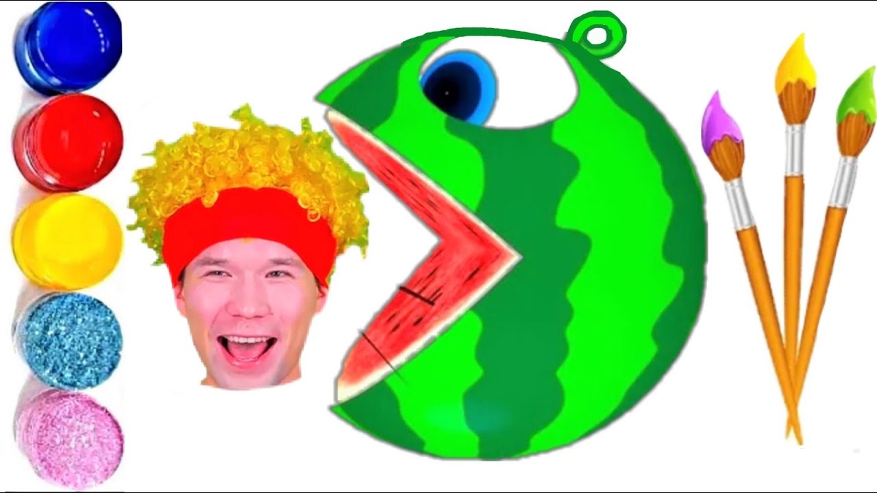 Yummy Fruits Watermelon drawing with song for kids art funny - YouTube