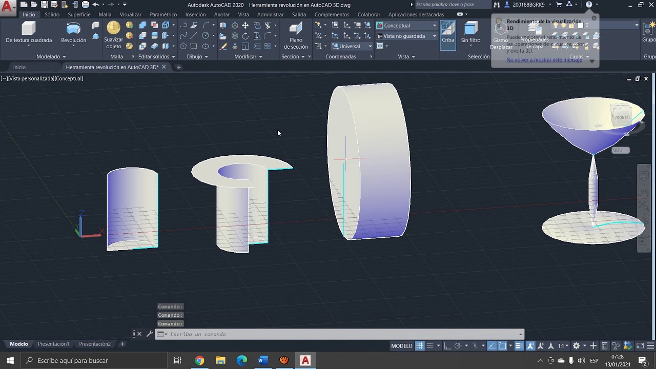 Herramienta "revolución" en AutoCAD 3D - YouTube