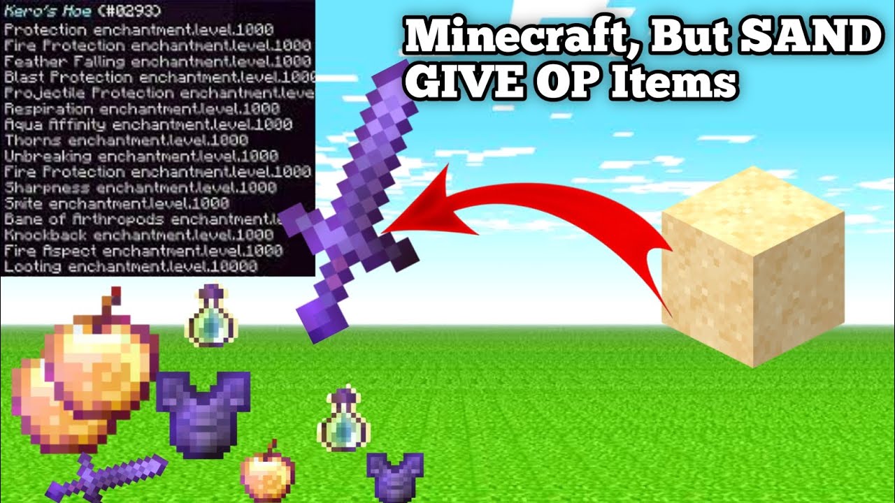 Minecraft, But SAND GIVE OP Items !! 🙂 sand give Op items - YouTube