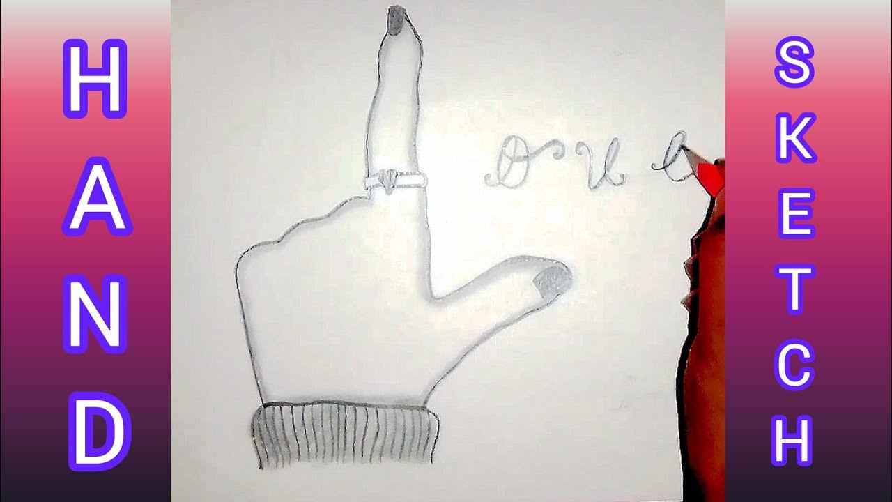 How to draw hand with love sign |Beautiful hand drawing with big nail ...