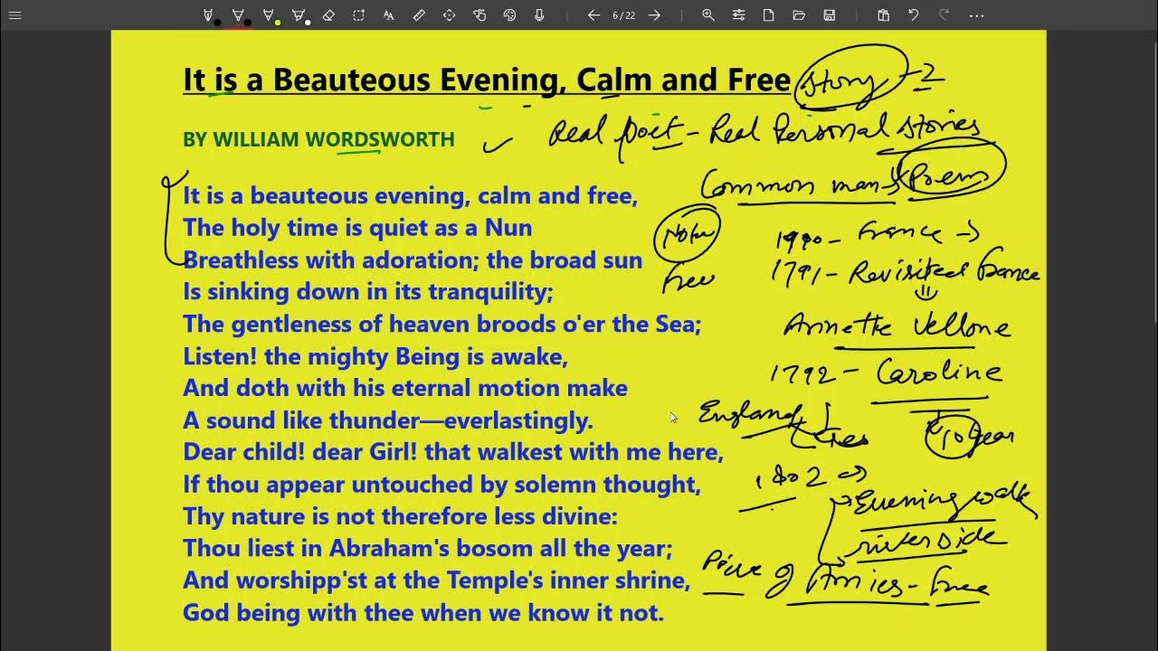 its a beauteous evening/ full explanation /william wordsworth/ up tgt ...