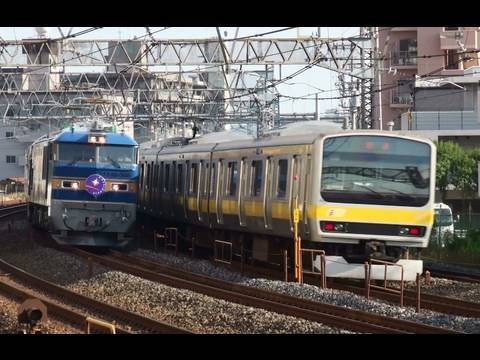 寝台特急カシオペアとE231系サハE231-600・サハE231-4600配給輸送 川口 - YouTube
