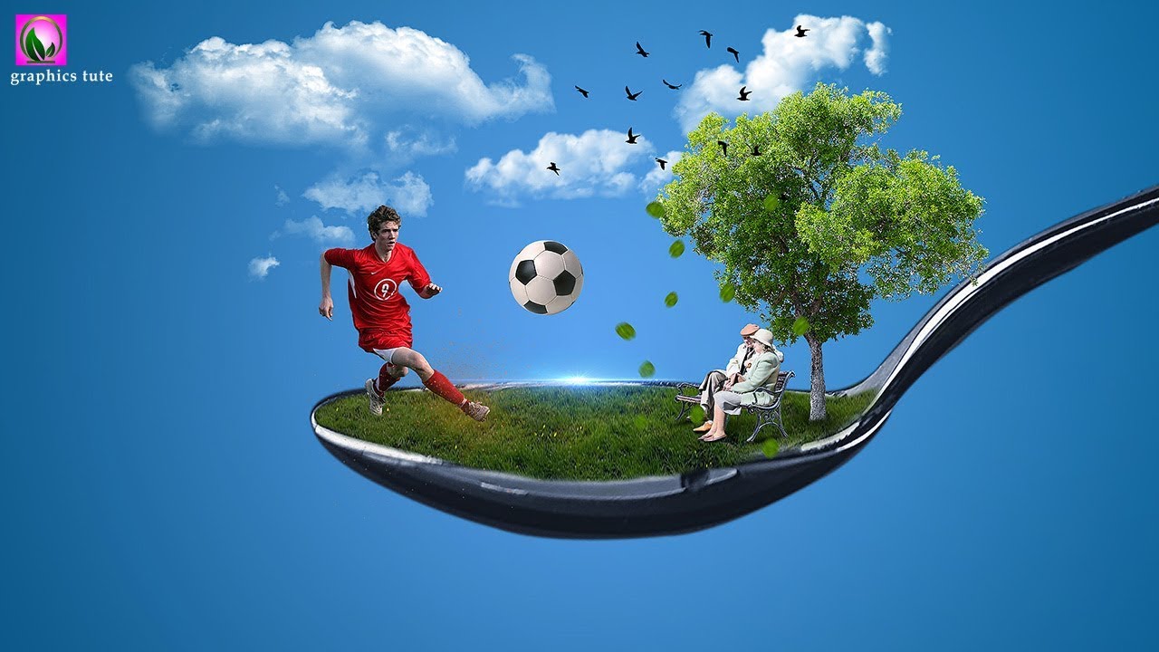 Playing Football On Spoon - 3D Spoon Photo Manipulation Tutorial - 3D ...