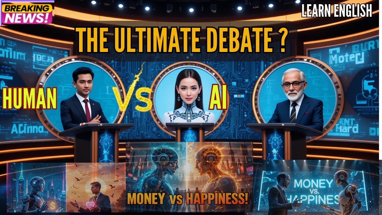 💰 Money vs Happiness 🤖 | AI vs Human Debate | Learn English Through ...