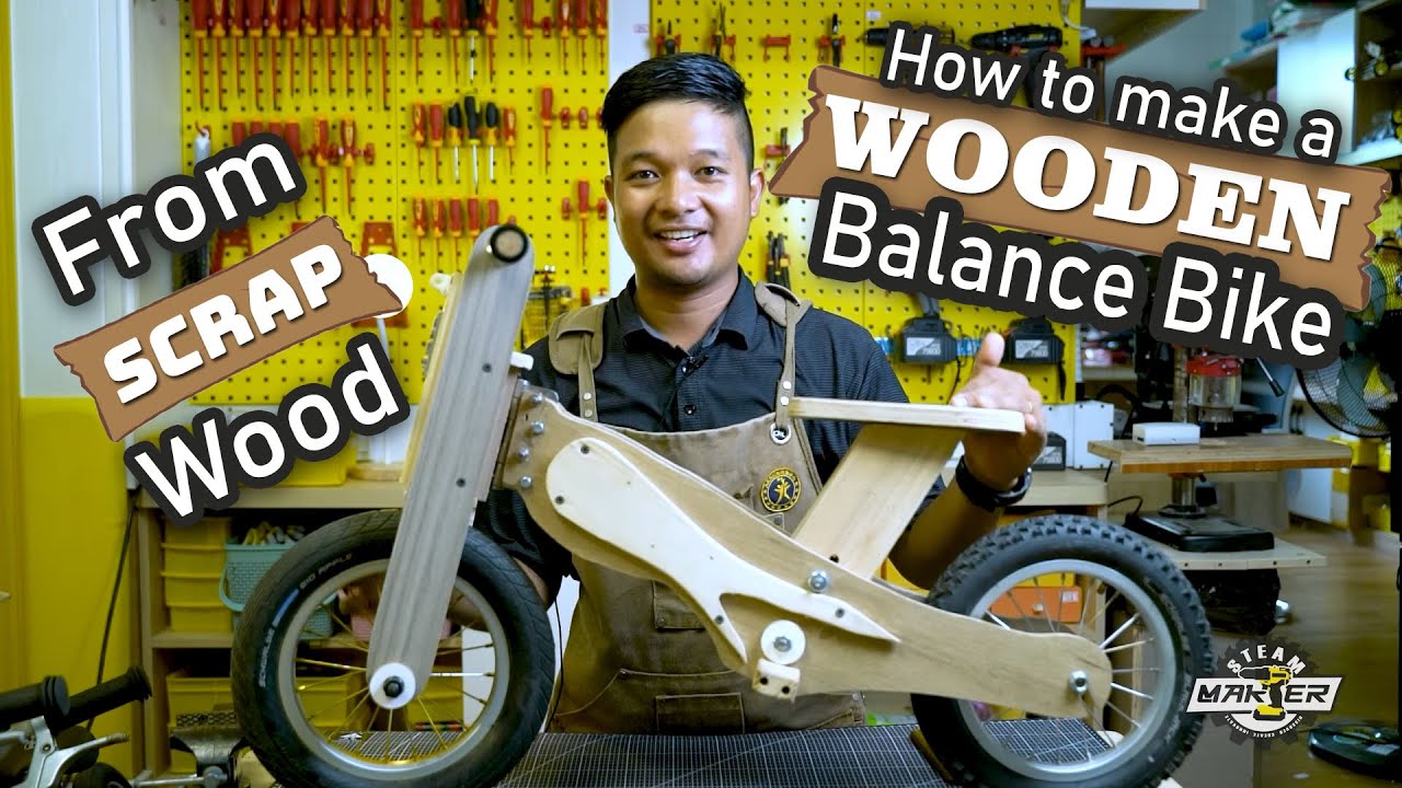 How to make a wooden balance bike from scrap wood - DIY wooden Balance ...