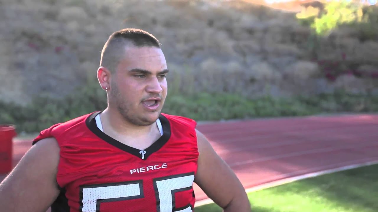 Pierce College football player performs trickshots - YouTube