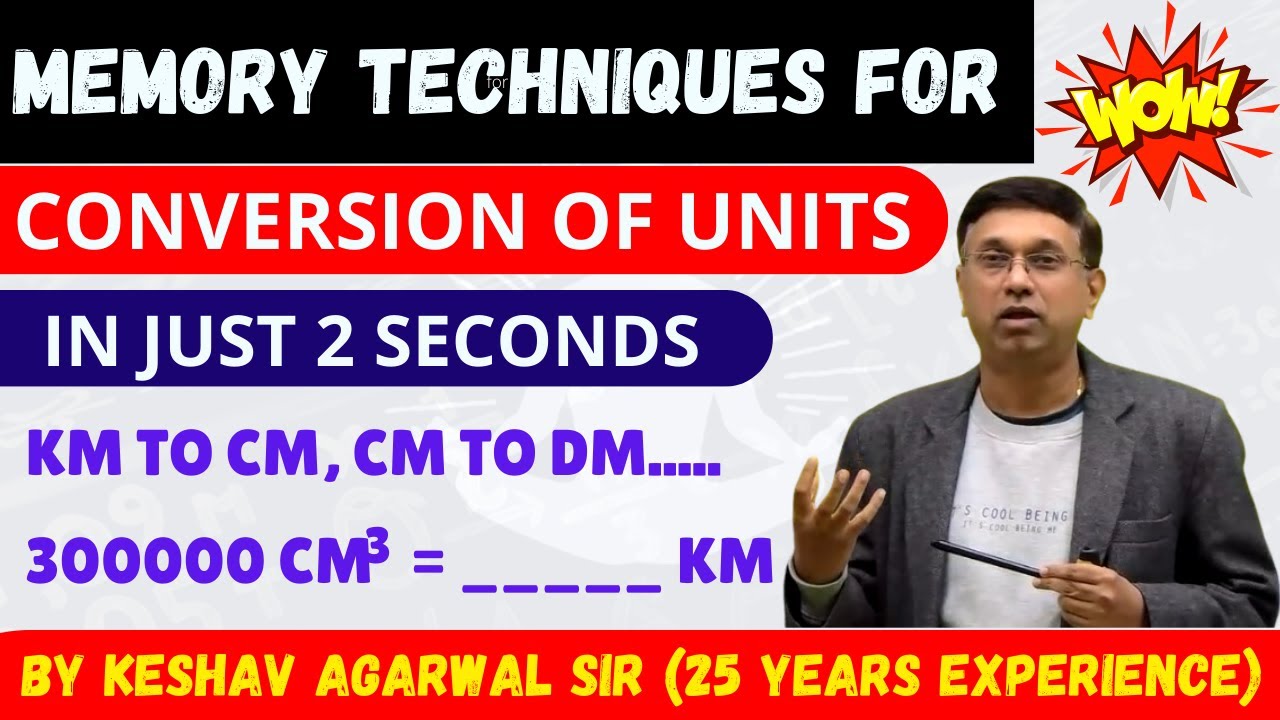 MEMORY TECHNIQUE FOR CONVERSION OF UNITS BY KESHAV AGARWAL SIR MEMORY ...