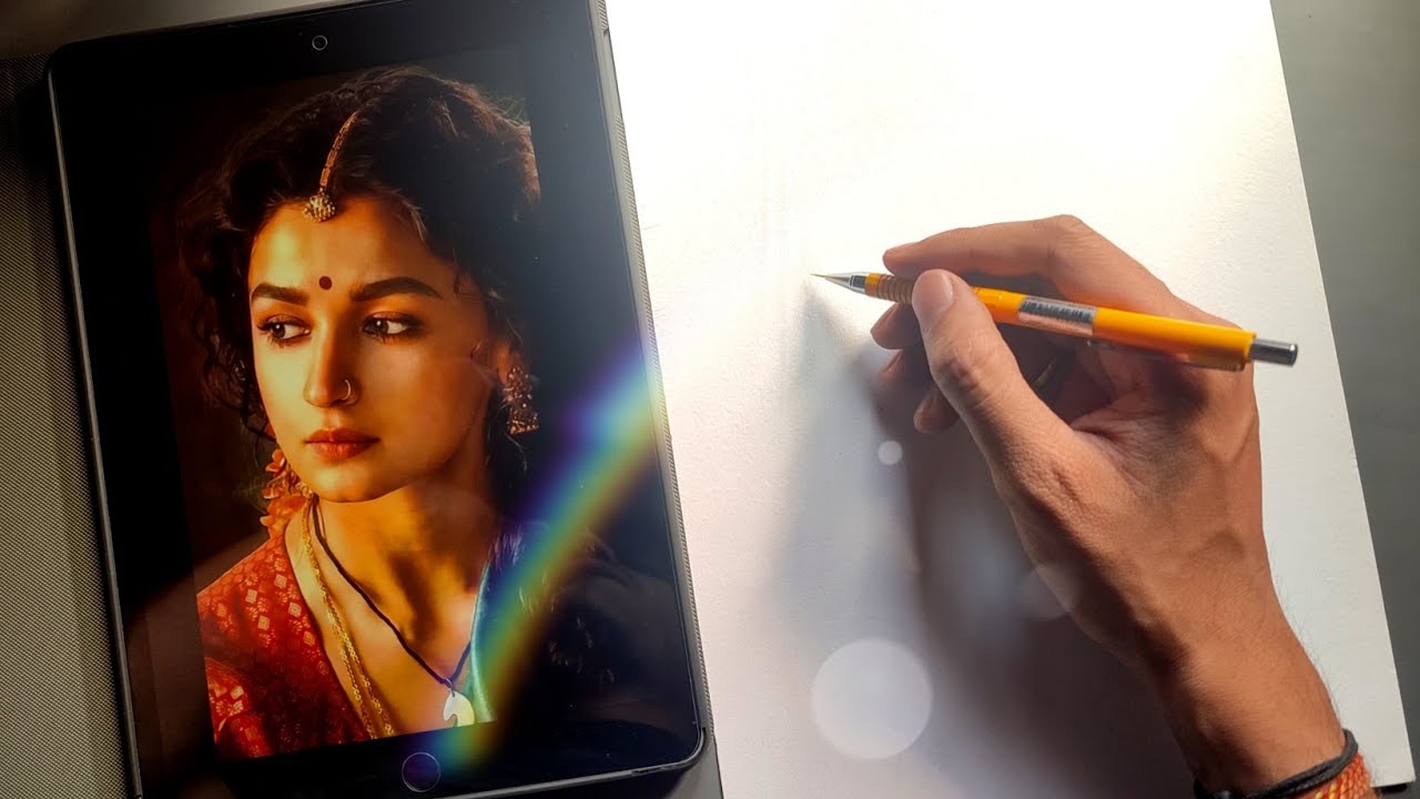 RRR Movie , Alia Bhatt Drawing , Freehand TIME LAPSE 😳😊 - YouTube