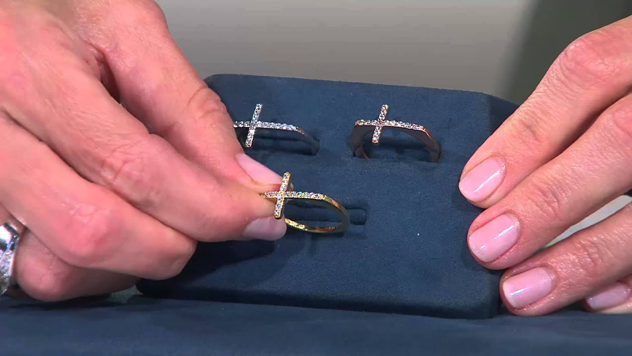 Diamonique Horizontal Cross Ring, Sterling with Jennifer Coffey - YouTube