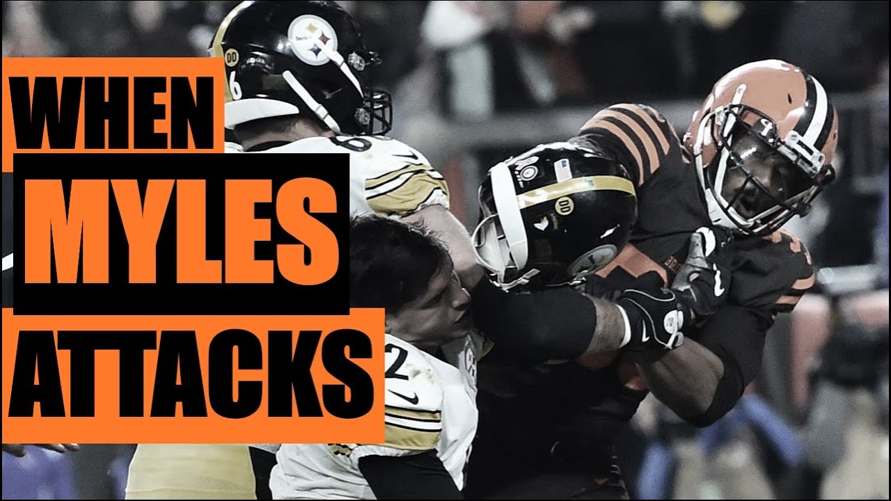 Myles Garrett Helmet Fight Highlights | Browns Steelers Fight Using ...