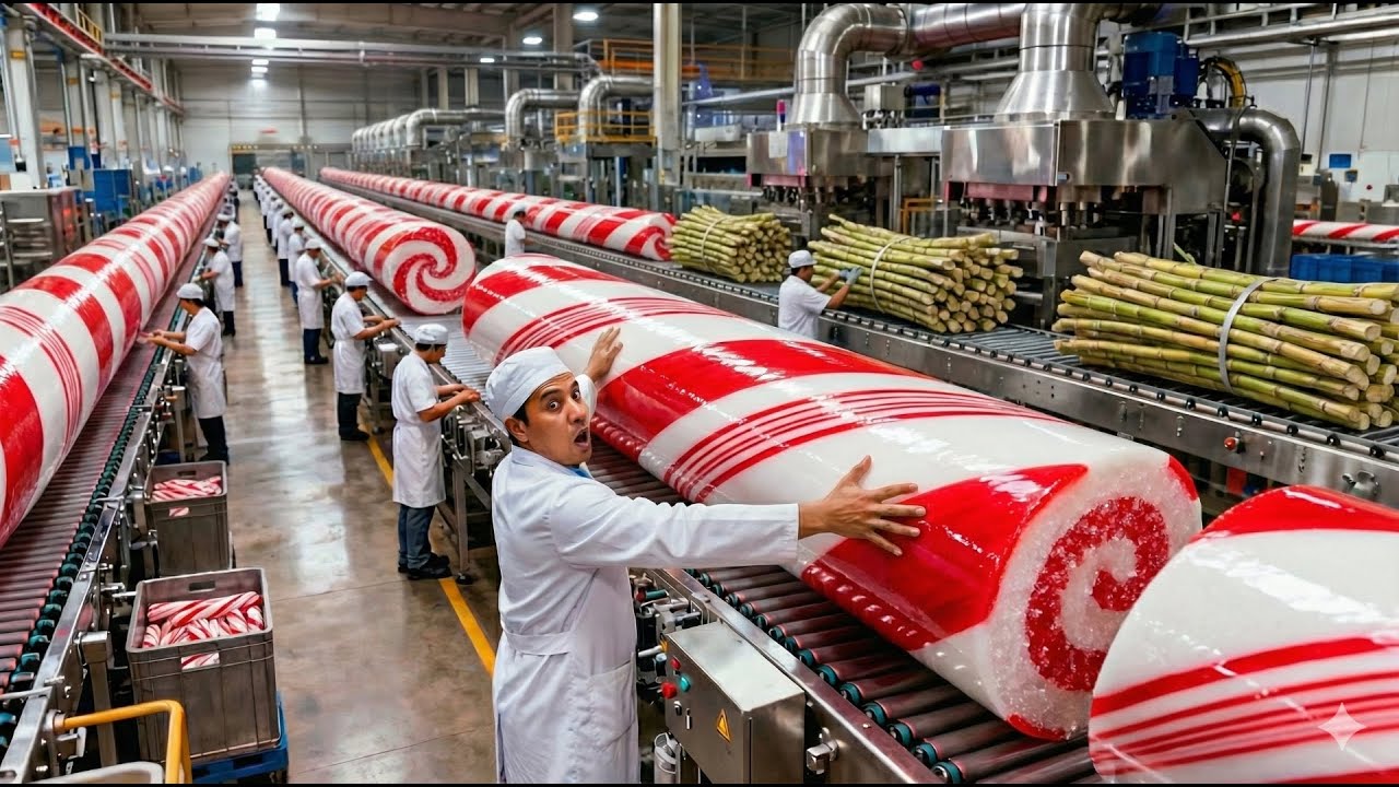 Inside the Mega Sugar Mill: How Sugarcane Becomes Christmas Candy Canes ...
