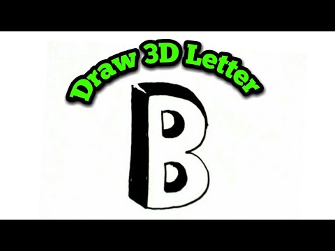 How to draw letter B in 3D - very easy drawing of letter B- simple 3d ...