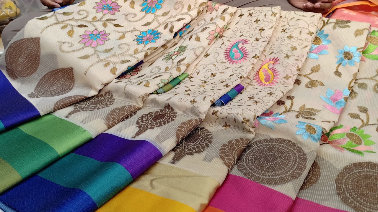 #Mosline with heavy embroidery party sharee & price# shopping guied in ...