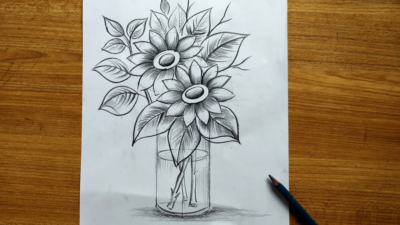 How To Draw A Flower Pot With Pencil Shading | Best Flower Site