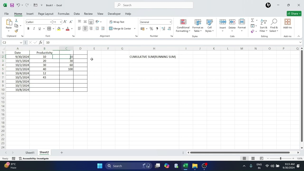 Cumulative Sum Or Running Sum In Excel YouTube Cumulative Sum Or Running Sum In Excel YouTube