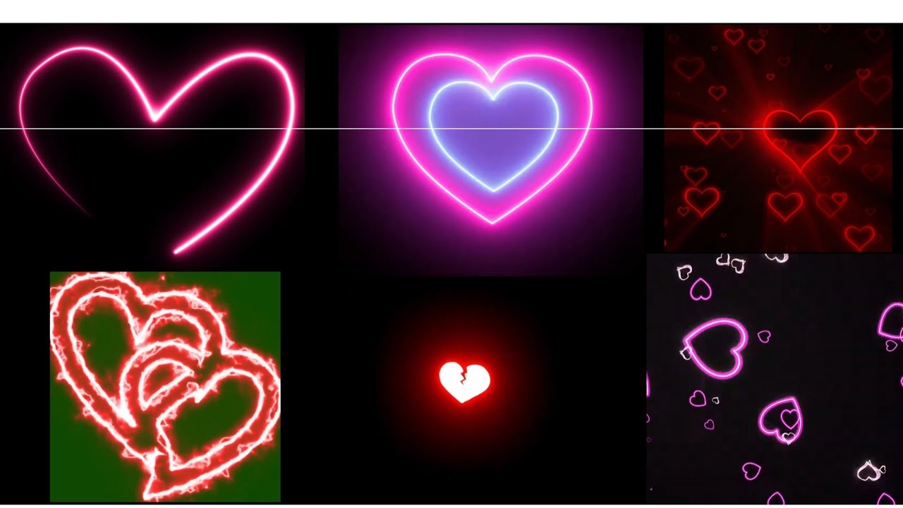 heart neon effect black screen | love effect black screen | love symbol ...