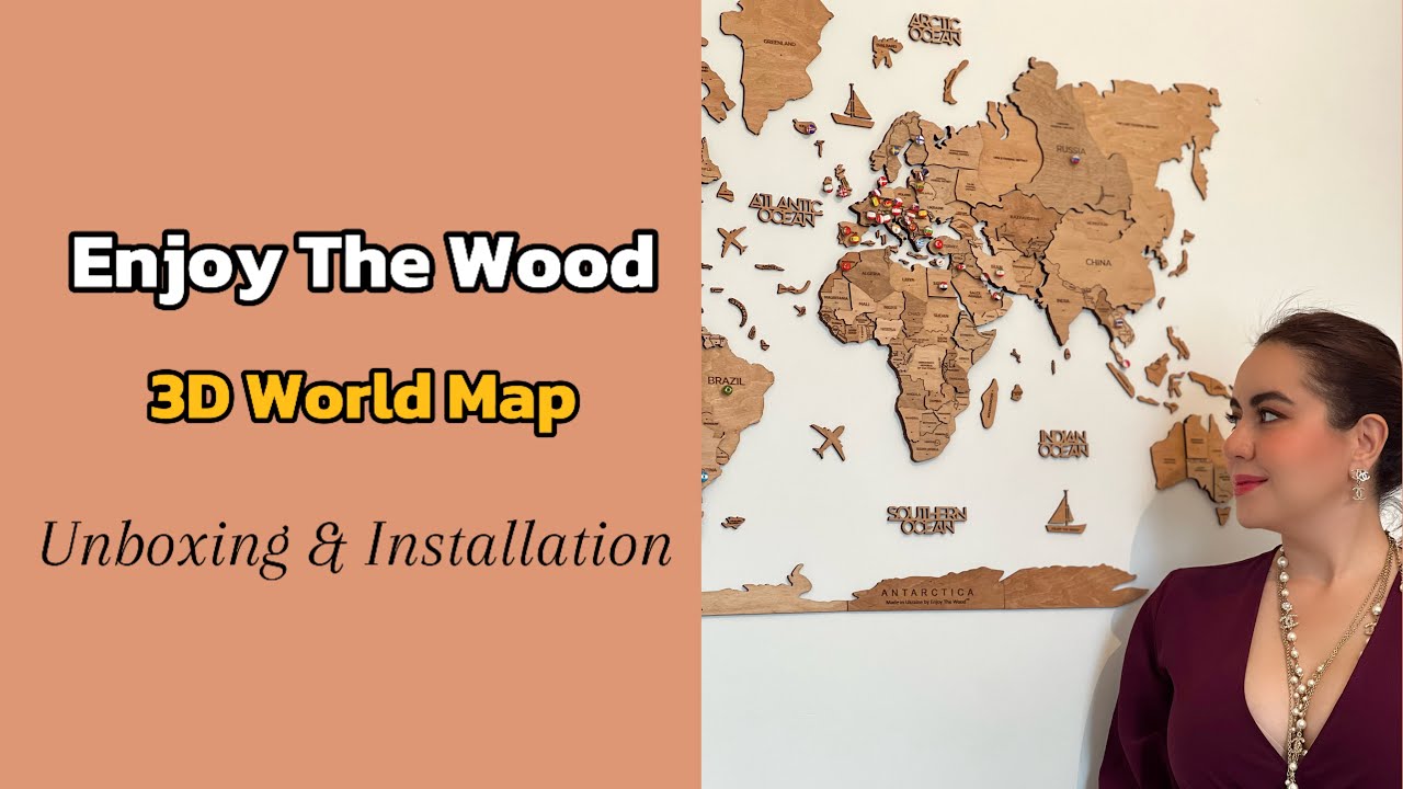 Enjoy the wood 3D world map, Unboxing & Installation - YouTube