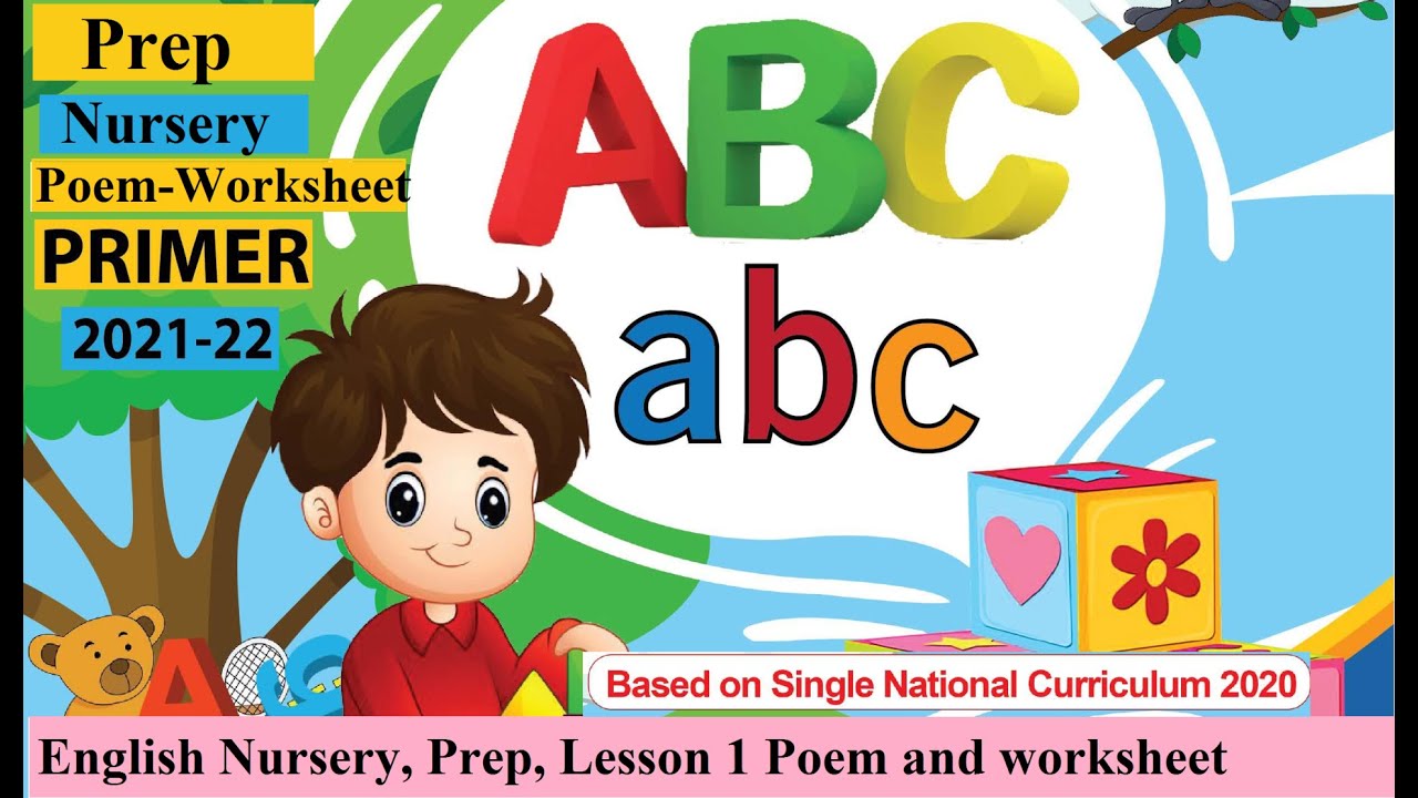 English Nursery, Prep, Lesson 1.poem and worksheet, Single national ...