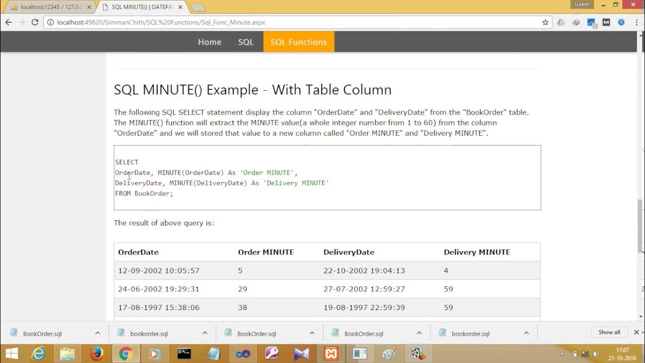 SQL MINUTE() Function - YouTube