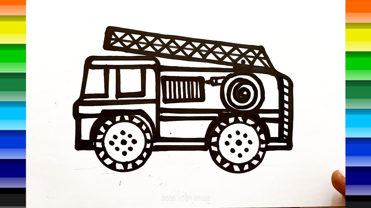 Fire Bigred Trak Drawing, Painting and Coloring For kids, Toddlers How to draw painting - YouTube