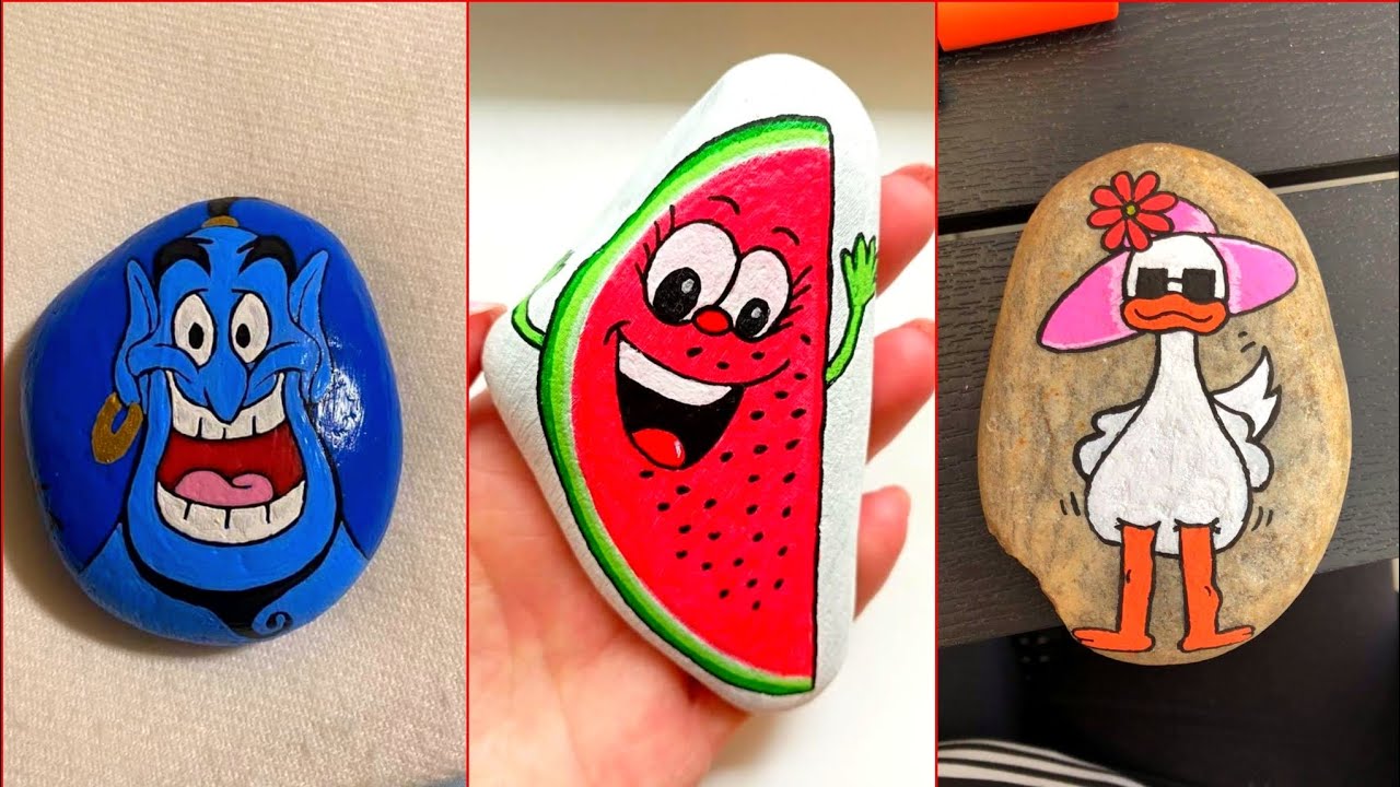 Top unique and amazing pebble stone painting ideas - YouTube