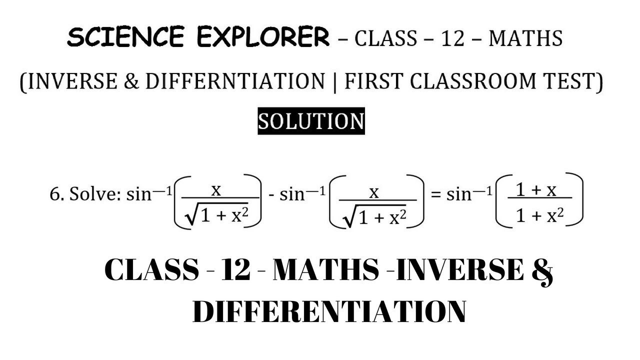 CLASS 12 MATHS INVERSE SUM 6 - YouTube