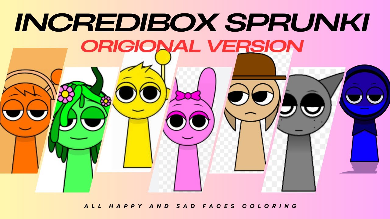 Incredibox sprunki all happy and sad faces colouring - YouTube