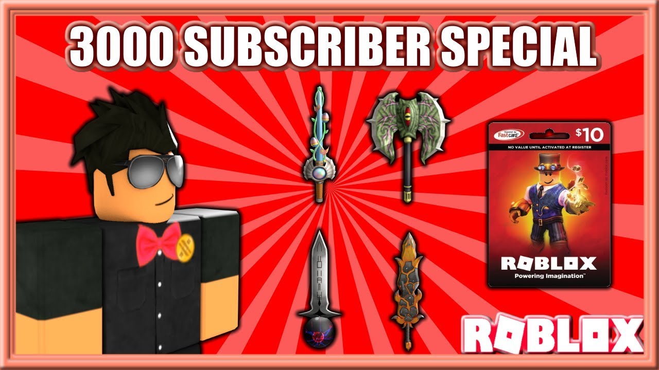 *CLOSED* 4 RARE ASSASSIN KNIVES & $10 ROBLOX GIFT CARD GIVEWAY | 3000 ...