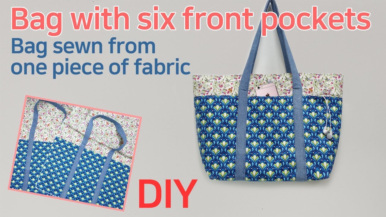 DIY Bag with six front pockets/Bag sewn from one piece of fabric/앞포켓이 ...