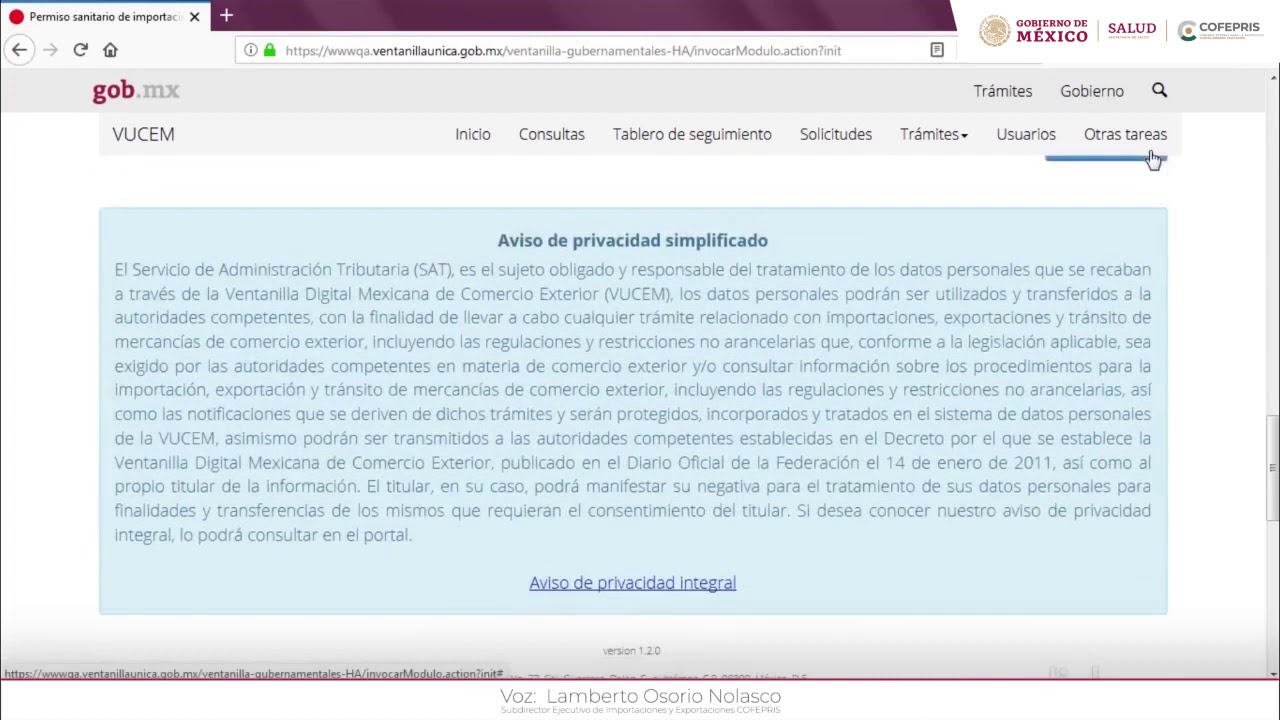 Vídeo Tutorial Ventanilla Única de Comercio Exterior Mexicano VUCEM ...