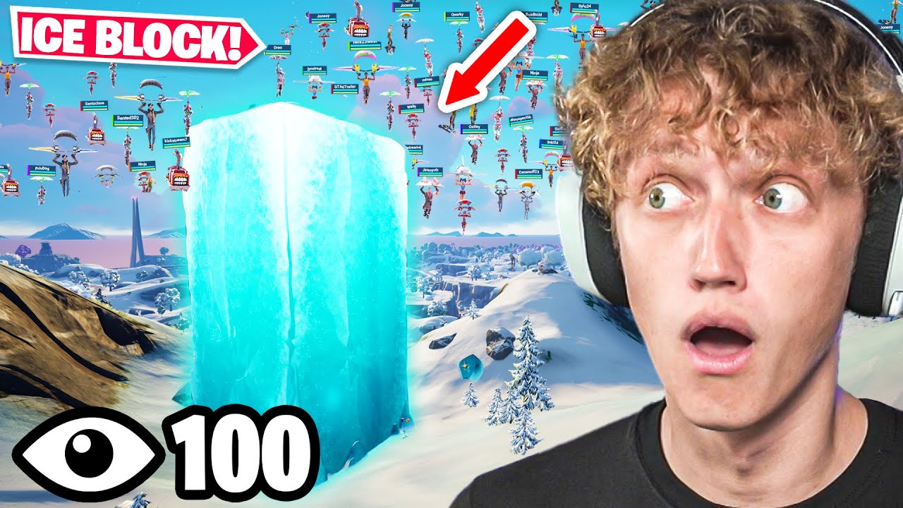 100 Players Only Land At The ICE BLOCK In Fortnite! (Winterfest Update ...