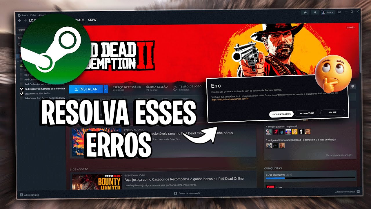 como RESOLVER ERROS da EA, UBISOFT e ROCKSTAR no STEAM TOOLS - YouTube