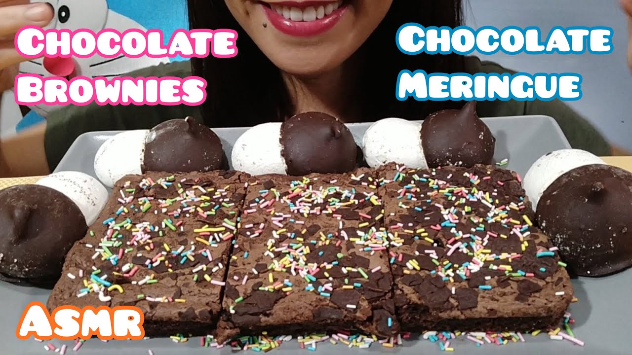 ASMR CHOCOLATE BROWNIES & CHOCOLATE MERINGUE eating sounds - YouTube
