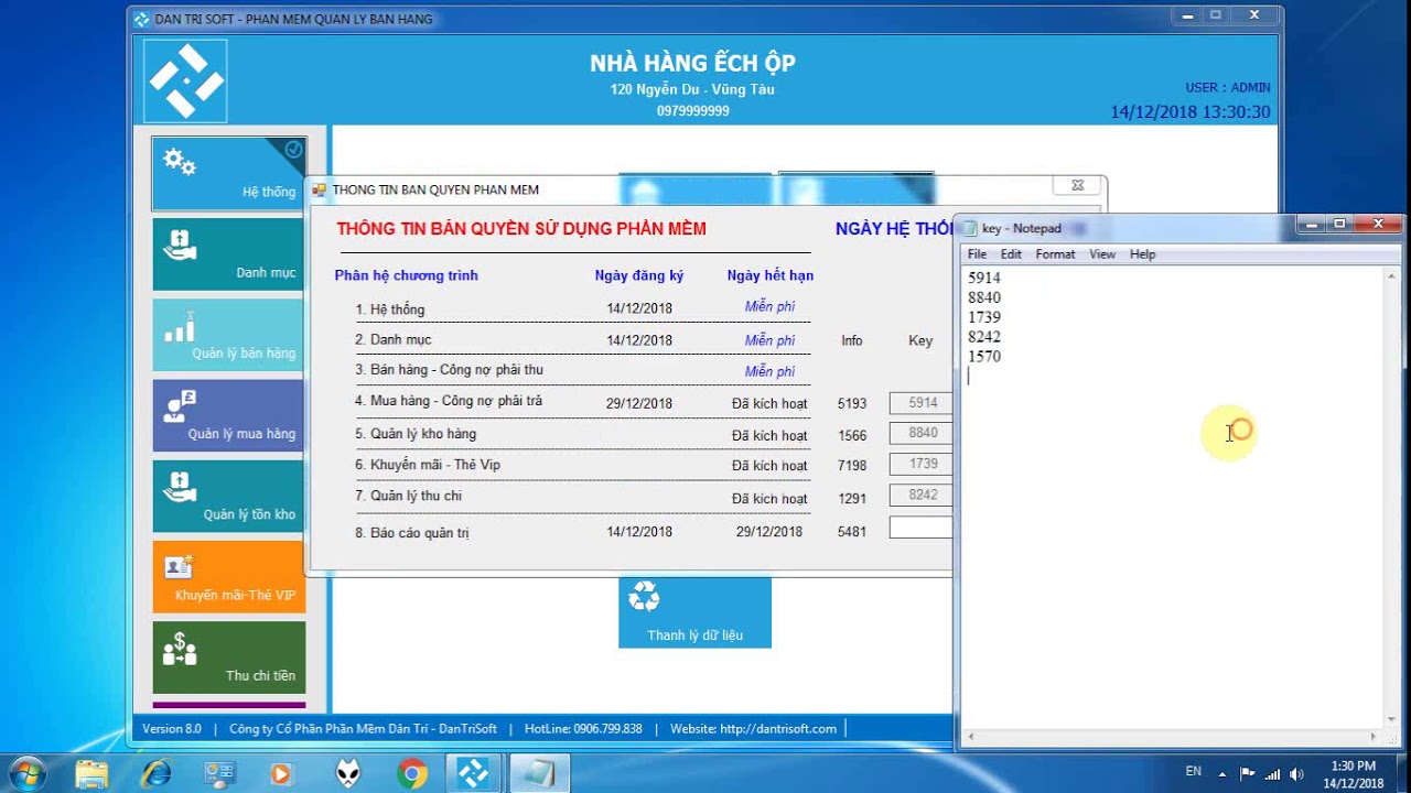 Nhập key bản quyền, không phải crack dantrisoft POS 8.0 (updates 14-11 ...